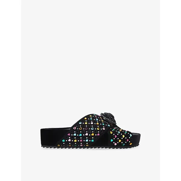 Kurt Geiger Chelsea Cross-strap Suede Sandals - Black/comb