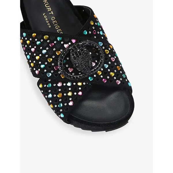 Kurt Geiger Chelsea Cross-strap Suede Sandals - Black/comb