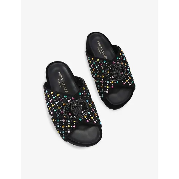 Kurt Geiger Chelsea Cross-strap Suede Sandals - Black/comb