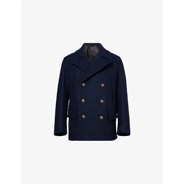 Dunhill Double-breasted Notched-collar Wool Pea Coat