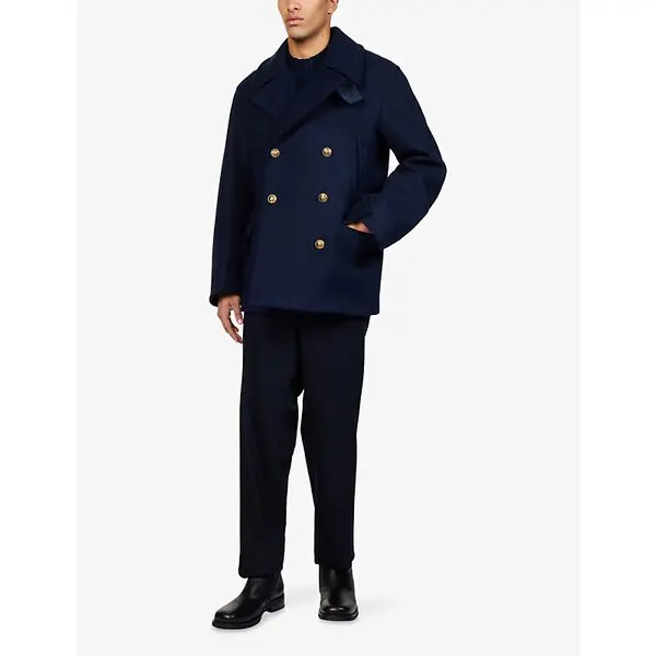 Dunhill Double-breasted Notched-collar Wool Pea Coat