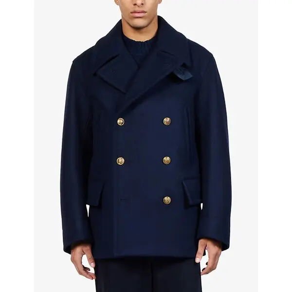 Dunhill Double-breasted Notched-collar Wool Pea Coat