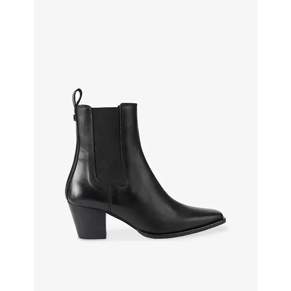 Carvela Riva Leather Heeled Ankle Boots - Black