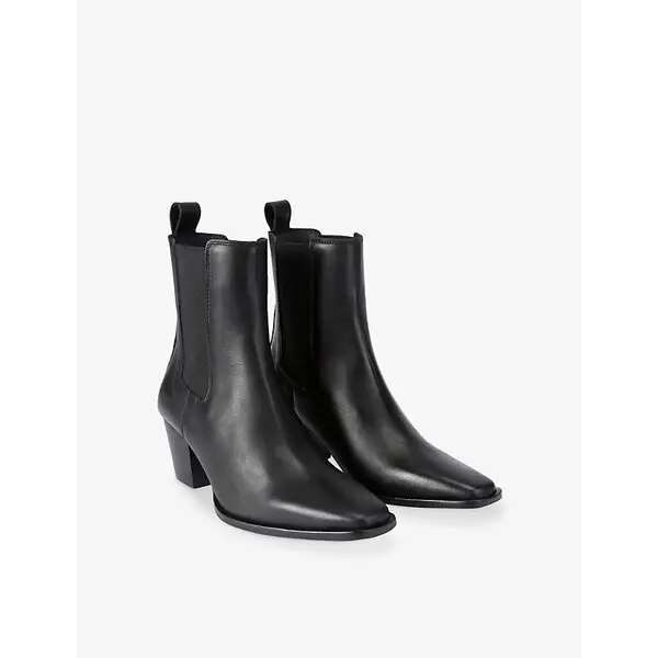 Carvela Riva Leather Heeled Ankle Boots - Black