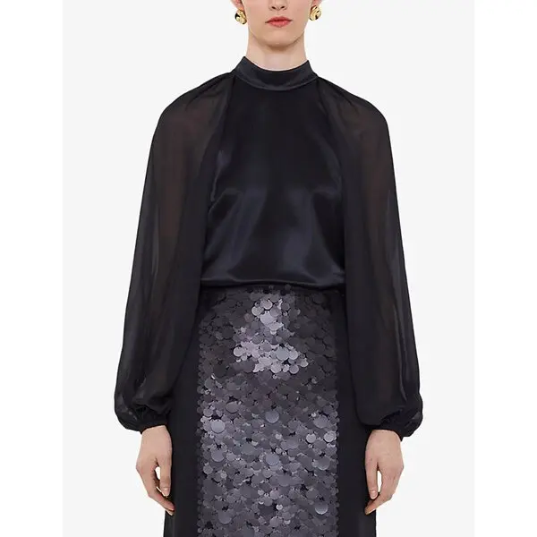 JOSEPH High-neck Satin Blouse