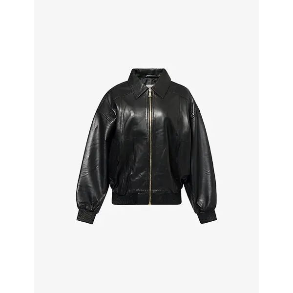 Dissh Leather Bomber Jacket