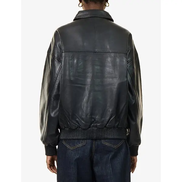 Dissh Leather Bomber Jacket