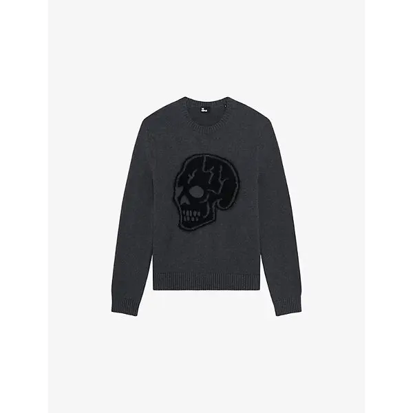 The Kooples Round-neck Cotton Jumper With Skull Patch