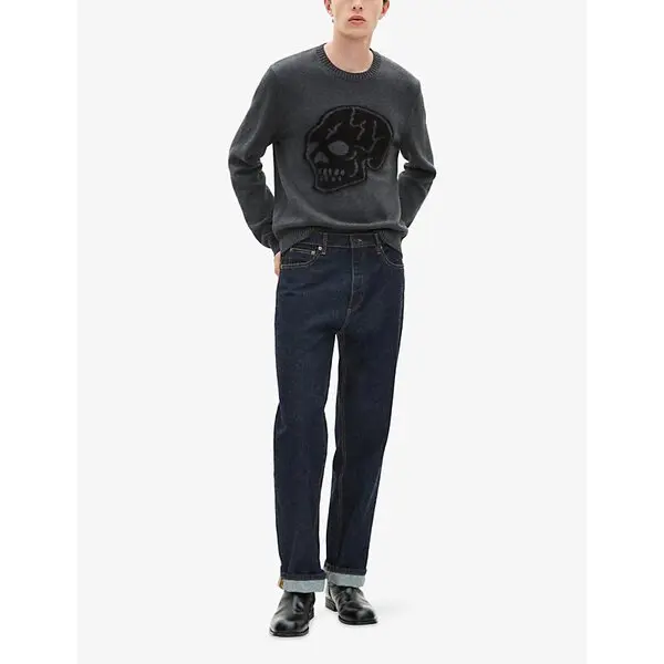 The Kooples Round-neck Cotton Jumper With Skull Patch