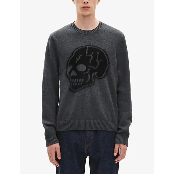 The Kooples Round-neck Cotton Jumper With Skull Patch