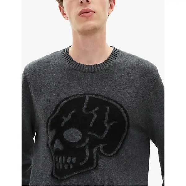 The Kooples Round-neck Cotton Jumper With Skull Patch