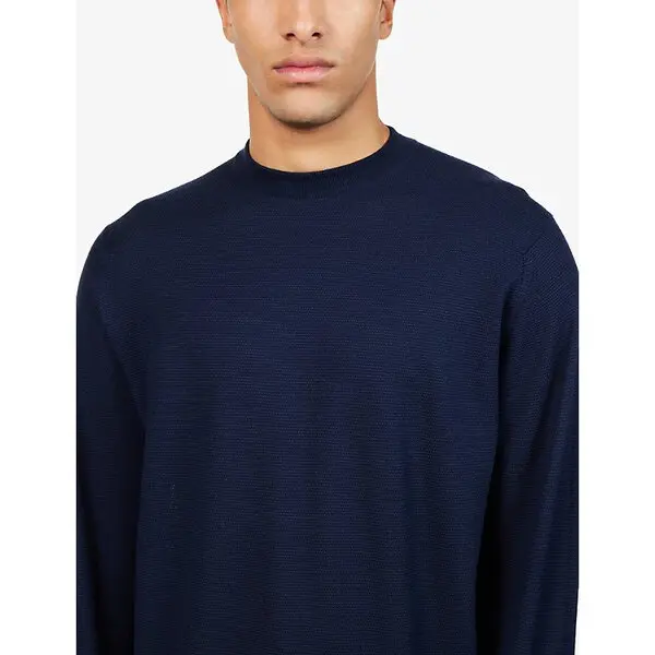John Smedley Textured Wool Crewneck Jumper - Midnight