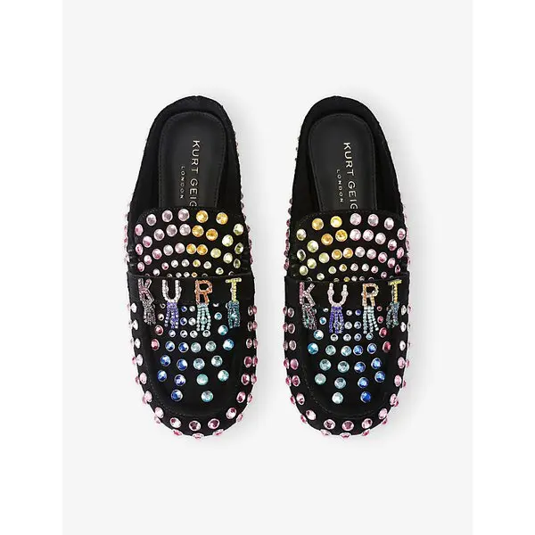 Kurt Geiger Crystal Embellished Suede Slippers