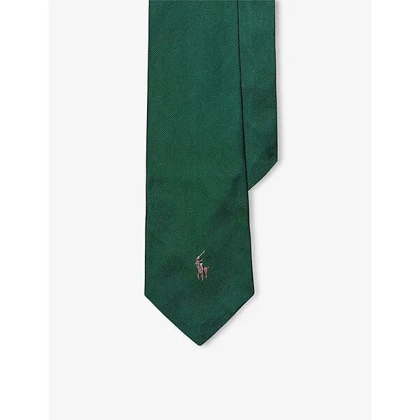 Ralph Lauren Silk-rep Tie With Logo Embroidery - Dark Green