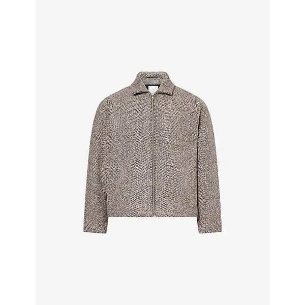 PERCIVAL Herringbone Patch-pocket Wool Blend Jacket