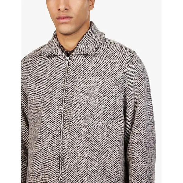 PERCIVAL Herringbone Patch-pocket Wool Blend Jacket