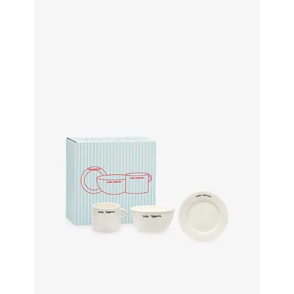 ANNA + NINA Good Morning Ceramic Breakfast Set - White