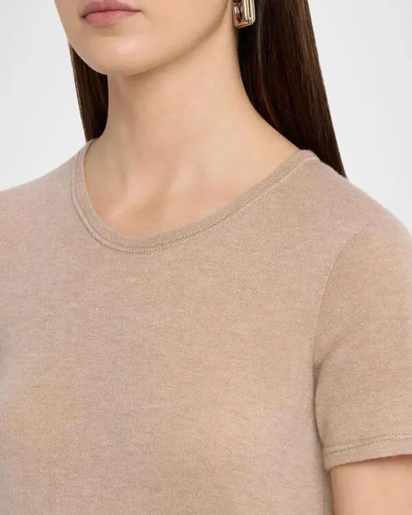 Majestic Filatures Machine Washable Cashmere Crewneck T-shirt - Tan