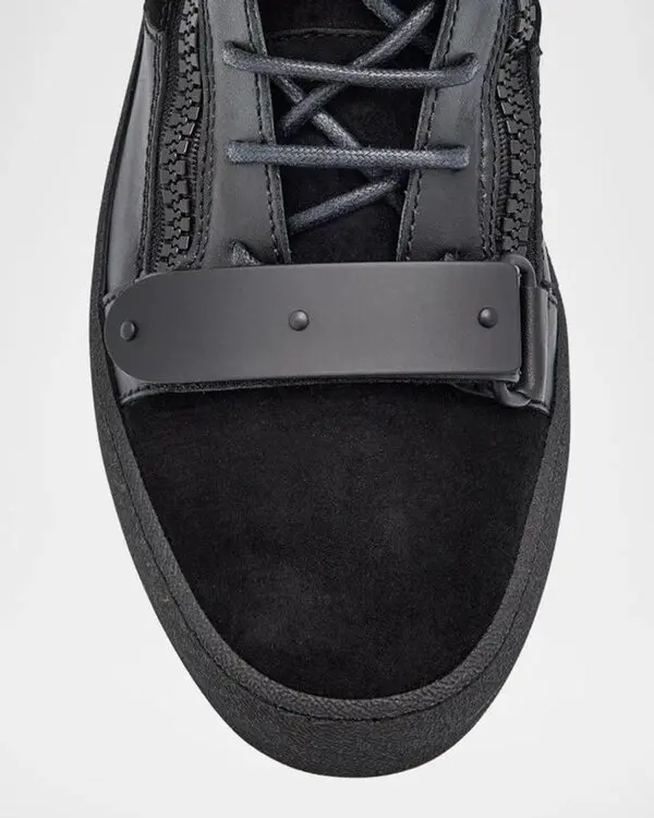 GIUSEPPE ZANOTTI Leather And Suede Zip High-top Sneakers