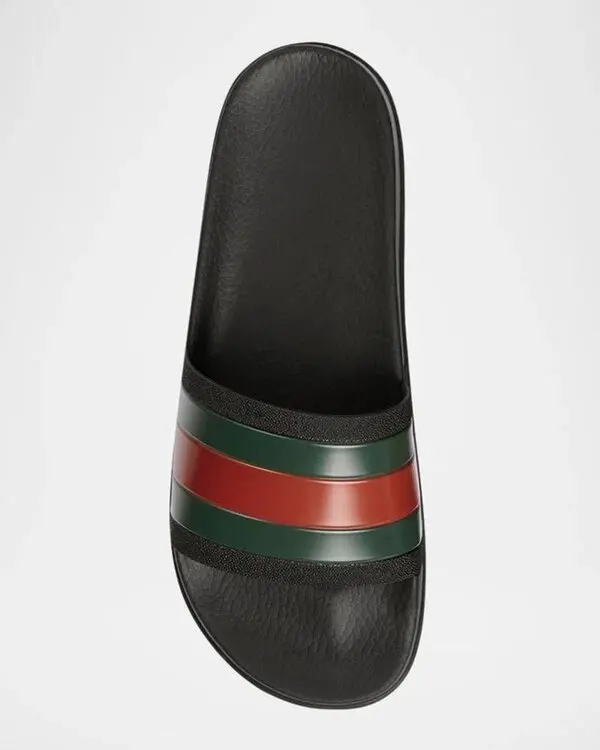 Gucci Pursuit Trek Web Slide Sandals - Black