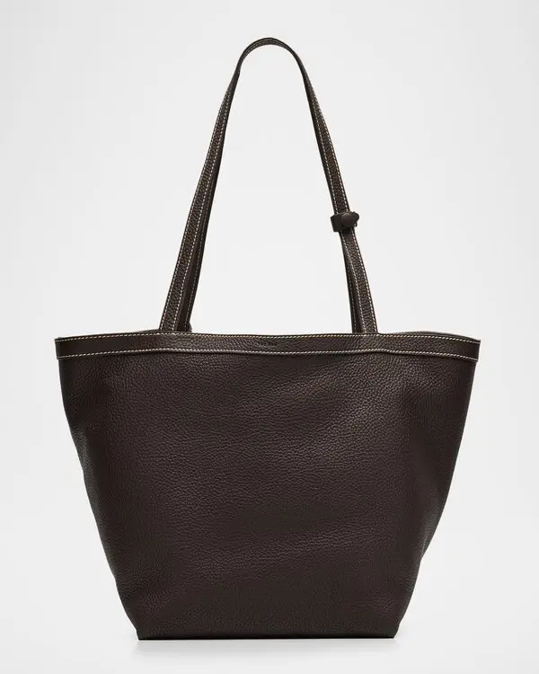 THE ROW Park Grained Leather Tote Bag - Dark Brown