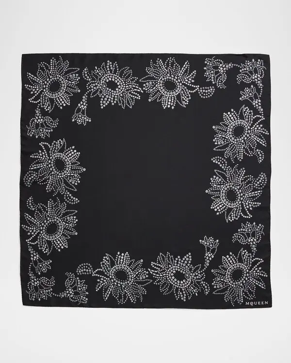 Alexander McQueen Crystal Exploded Sunflower Silk Scarf