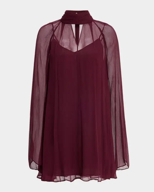 Staud Esther Semi-sheer Mini Dress - Syrah