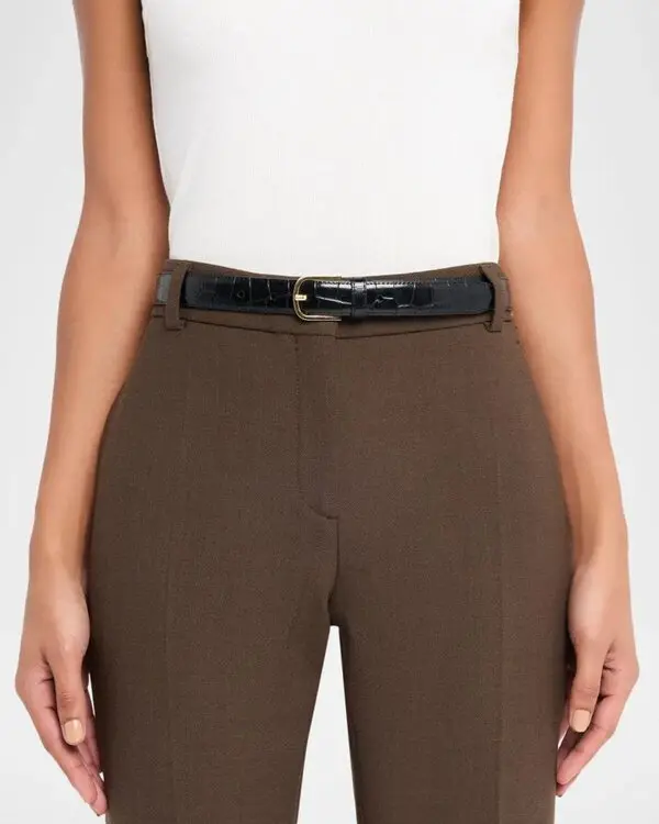 TOTEME Slim Croc-embossed Leather Belt