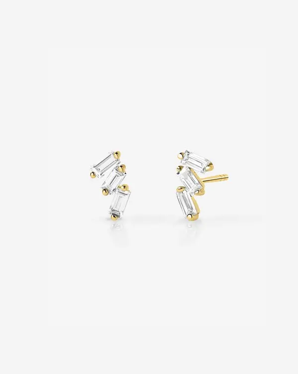 Ring Concierge Triple Baguette Lab Diamond Stud Earrings - One-color