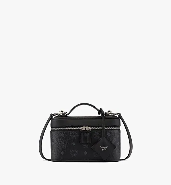 Mcm Vanity Case In Visetos Leather Mix - Black