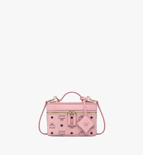 Mcm Vanity Case In Visetos Leather Mix - Soft Pink