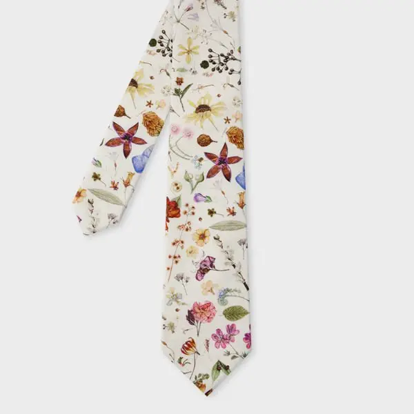 Paul Smith Liberty Floral Cotton Necktie - White
