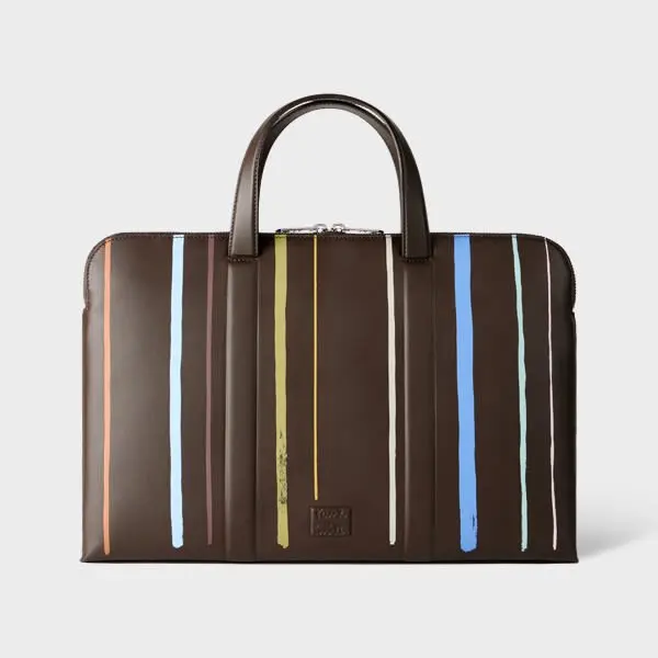 Paul Smith Painted Stripe Leather Folio - Brown