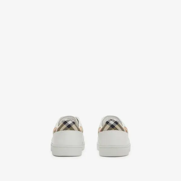 Burberry Set Leather Sneakers - Porcelain White/sand Beige