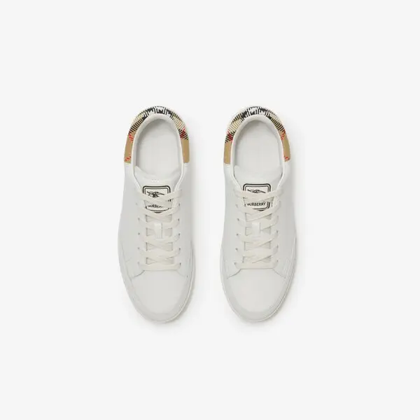Burberry Set Leather Sneakers - Porcelain White/sand Beige