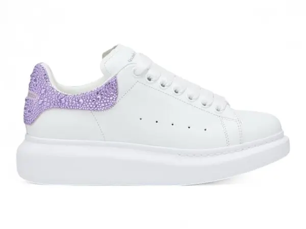 Alexander McQueen Oversized Crystal Embellished Sneakers - White/lilla