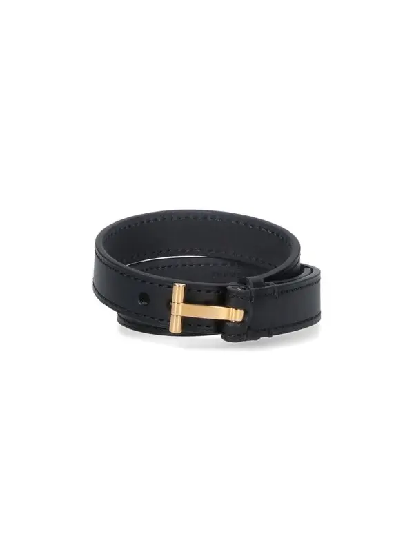 TOM FORD T-lock Leather Bracelet - Black