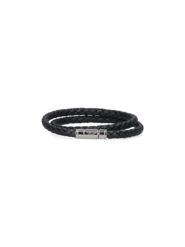 TOM FORD Braided Leather Bracelet - Black