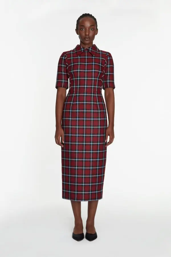 EMILIA WICKSTEAD Valletta Dress In Tartan Merino - Red
