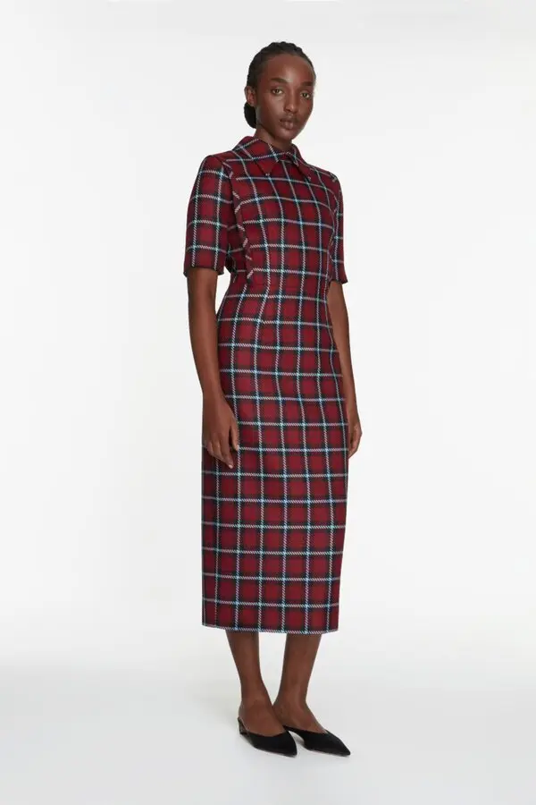 EMILIA WICKSTEAD Valletta Dress In Tartan Merino - Red