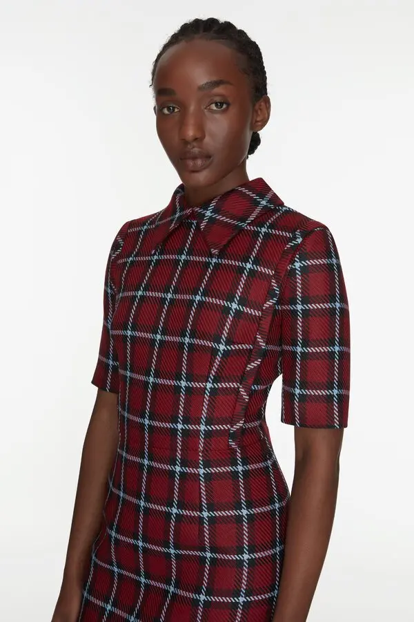 EMILIA WICKSTEAD Valletta Dress In Tartan Merino - Red