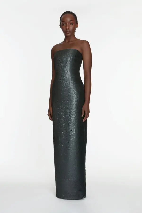 EMILIA WICKSTEAD Laelia Sequin Column Dress - Green