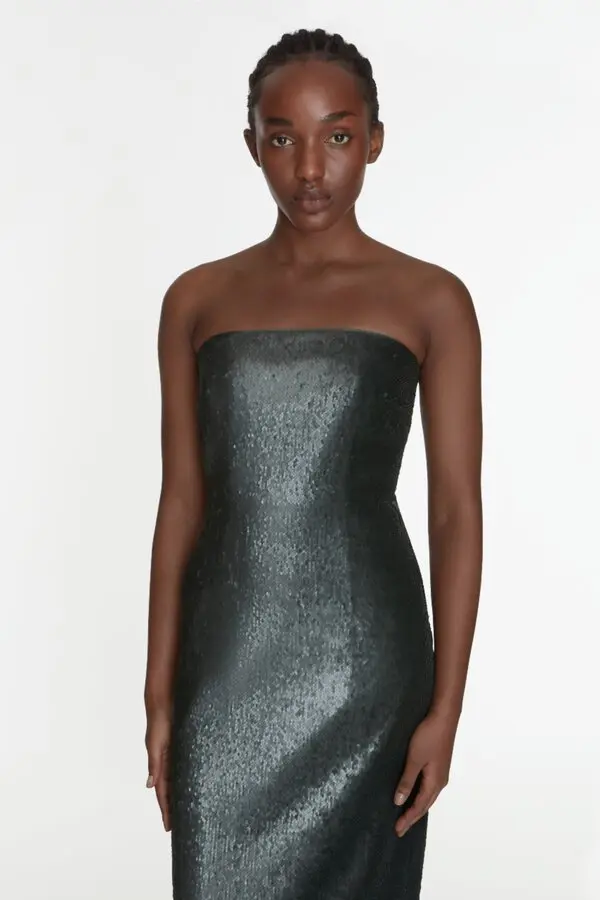 EMILIA WICKSTEAD Laelia Sequin Column Dress - Green
