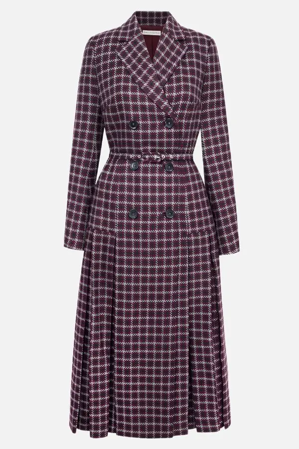 EMILIA WICKSTEAD Chaney Houndstooth Wool Double-breasted Midi Dress - Red