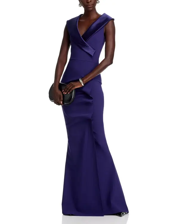 Chiara Boni La Petite Robe Satin Collar Gown