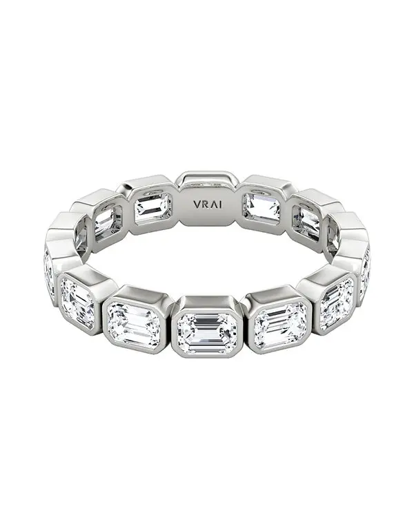 VRAI Bezel Eternity Band In Emerald Cut Lab Created Diamonds - Platinum