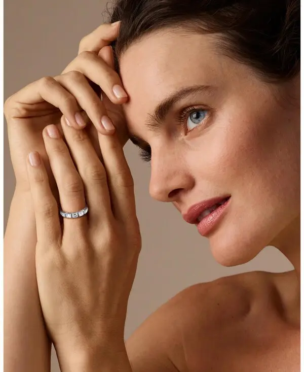 VRAI Bezel Eternity Band In Emerald Cut Lab Created Diamonds