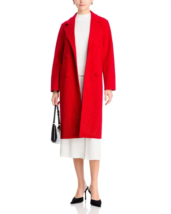 T Tahari Embellished Double Breasted Coat