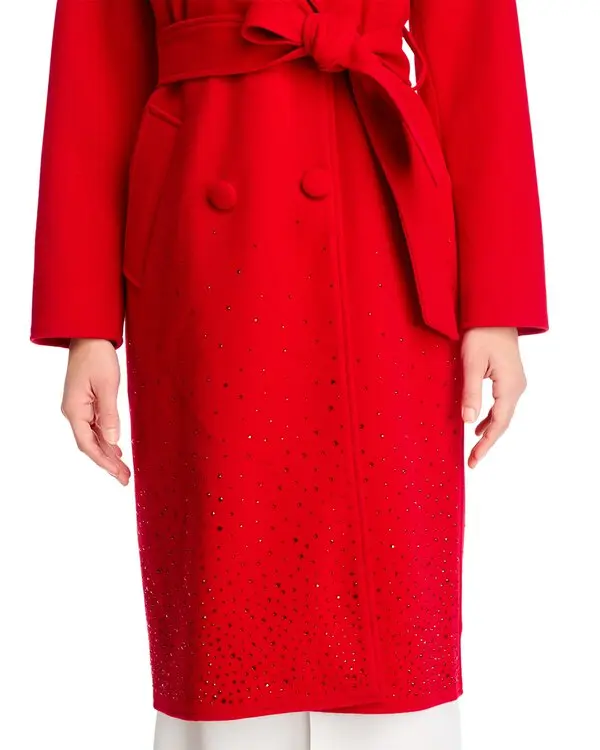 T Tahari Embellished Double Breasted Coat