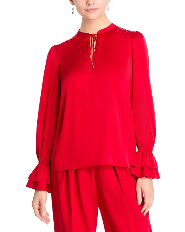 T Tahari Split Neck Blouse - Love Star